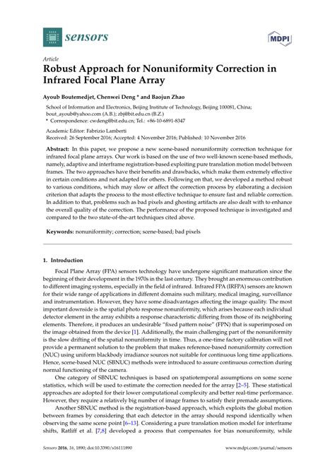 Pdf Robust Approach For Nonuniformity Correction In Infrared Focal