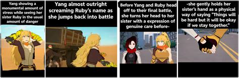 Yang Cares For Her Sister Ruby In Rwby By Commissioneronhiatus On