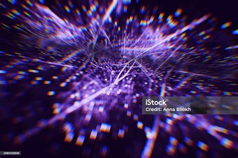 추상 미래 폭발 픽셀 프리즘 글리치 네온 블루 퍼플 Uv 레인보우 색종이 패턴 Web3 네트워크 연결 대역폭 홀로그램 빛나는 기술 배경 빛 누출 복잡성 스마트 그리드 도시