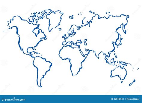 Drawn Map Of World Stock Illustration Illustration Of White 42518941