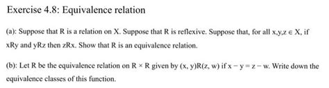 solved exercise 4 8 equivalence relation a suppose that