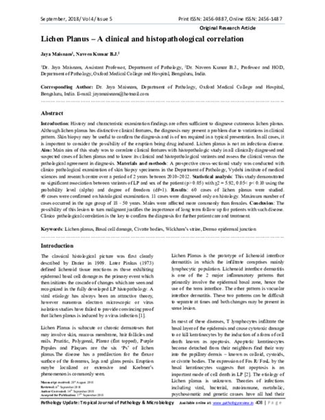 Pdf Lichen Planus A Clinical And Histopathological Correlation