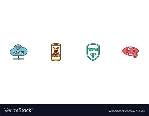 Set Vpn Network Cloud Connection Mobile And Face Vector Image