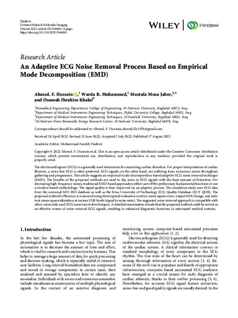 Pdf An Adaptive Ecg Noise Removal Process Based On Empirical Mode Decomposition Emd