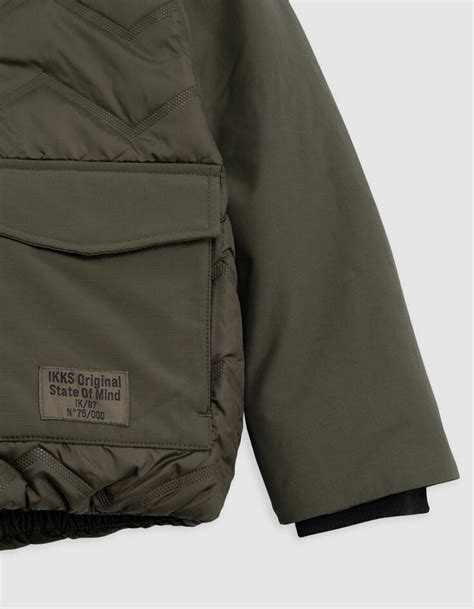 Boys Khaki Nylon Heat Sealed Herringbone Jacket