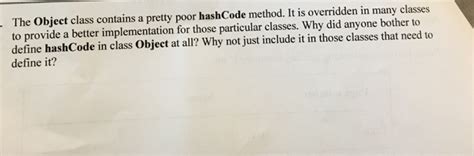 Solved The Object Class Contains A Pretty Poor Hashcode