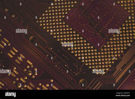 Processor Pins Macro Computer Motherboard Close Up Cpu Pins On A Circuit Board Micro Elements