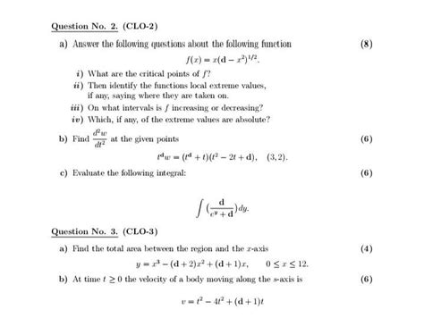 Solved Question No 2 Clo 2 A Answer The Following