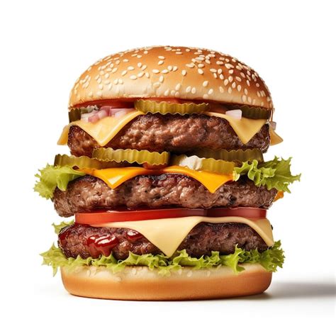 Premium Ai Image Hamburgerwith2meatsandasmalllayerofe