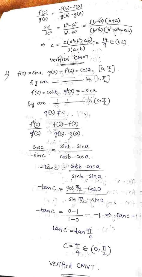 Cauchy Mean Value Theorem Hand Written Notes In  Format