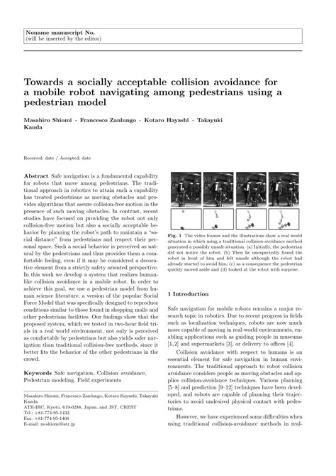 pdf towards a socially acceptable collision avoidance for a mobile