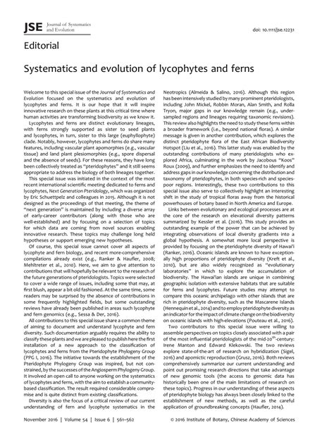 Pdf Systematics And Evolution Of Lycophytes And Ferns Editorial