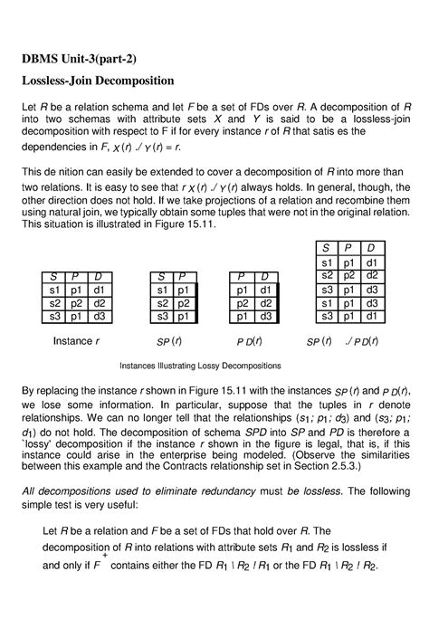 Database Management System Unit 3part 2 Dbms Unit 3part 2 Lossless Join Decomposition Let