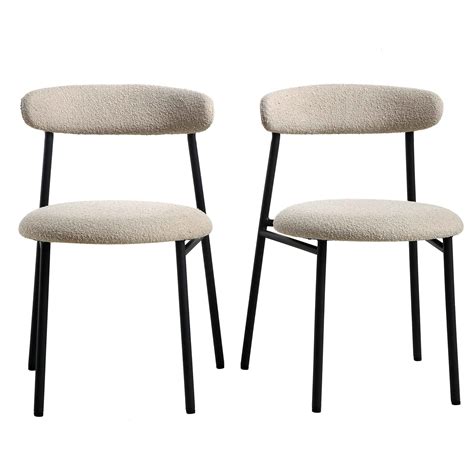 Donna Set Of 2 Taupe Boucle Dining Chairs Daals