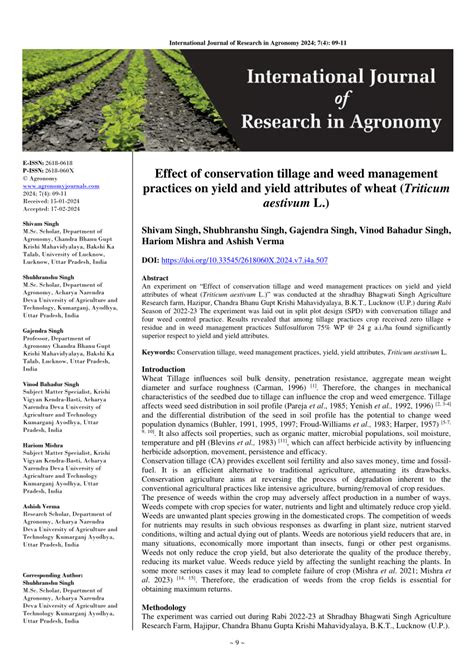Pdf Effect Of Conservation Tillage And Weed Management Practices On