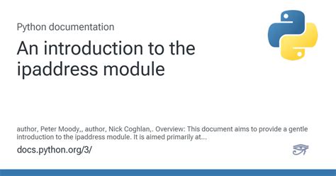 An Introduction To The Ipaddress Module Python Documentation