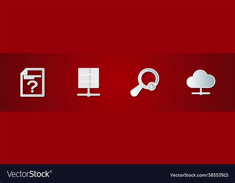 Set Unknown Document Server Data Web Hosting Vector Image
