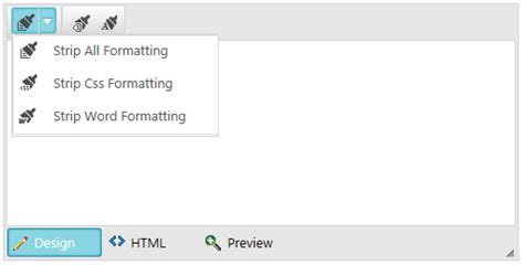 Telerik Web Forms Editor Functionality Toolbars Dropdowns Strip