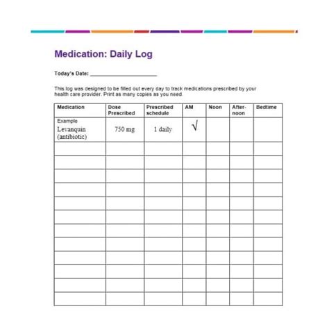 Excel Printable Medication List Template