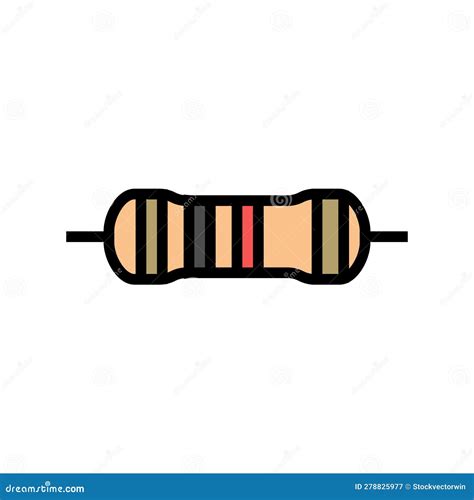 Carbon Film Resistor Electronic Component Color Icon Vector Illustration Stock Vector