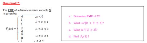 Solved Question 2 The Cdf Of A Discrete Random Variable X