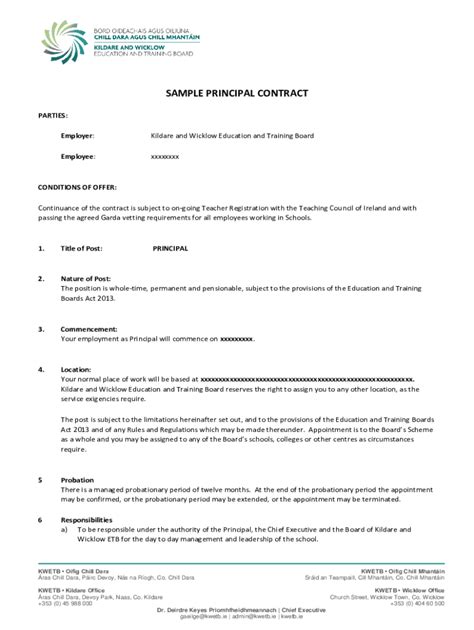 Fillable Online Sample Principal Contract Fax Email Print Pdffiller