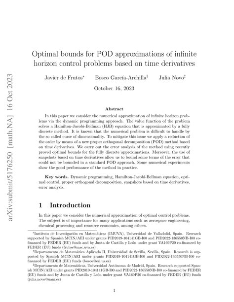 Pdf Optimal Bounds For Pod Approximations Of Infinite Horizon Control