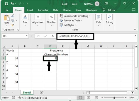 How To Determine Frequency Of A Charactertextstring In An Excel Range