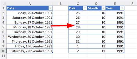 Excel Split Date Into Year Month Day Catalog Library