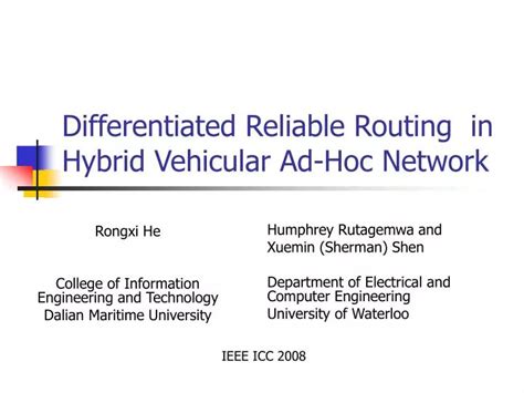 ppt differentiated reliable routing in hybrid vehicular ad hoc network powerpoint presentation
