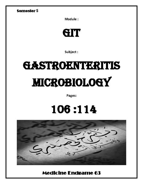 Gastroenteritis Microbiology Module Git Subject Gastroenteritis