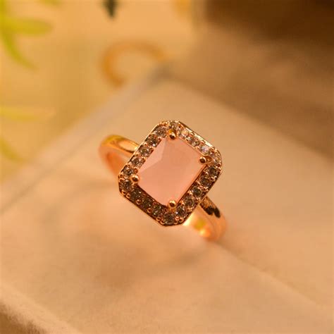 Gorgeous Unique Design Gold Plated Real Stone Ring For Girlswomen
