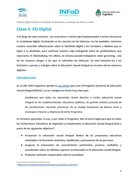 Clase 4 Esi Digital Pdf Educación Sexual Internet