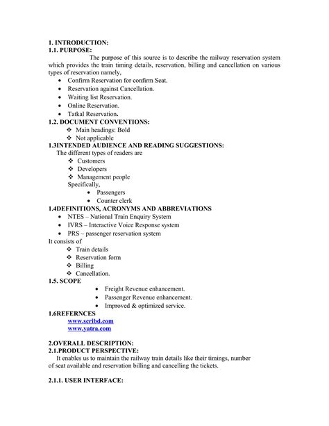 Srs On Railway Reservation System Doc