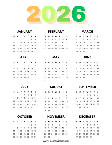 Free Printable Yearly 2026 Calendar — Worksheets Mom