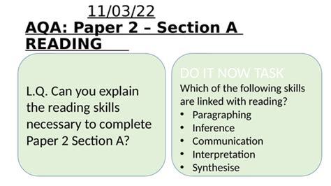 Aqa Paper 2 Section A Reading Revision Explicitimplicit Teaching Resources