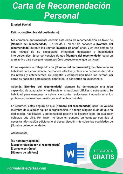 Ejemplo Carta Recomendacion Personal