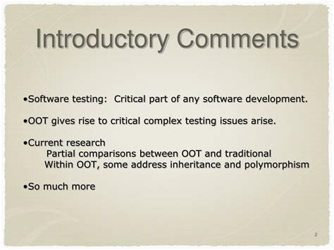 ppt a comparison of software testing using the object oriented
