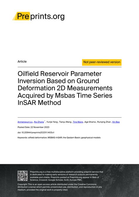 Pdf Oilfield Reservoir Parameter Inversion Based On Ground