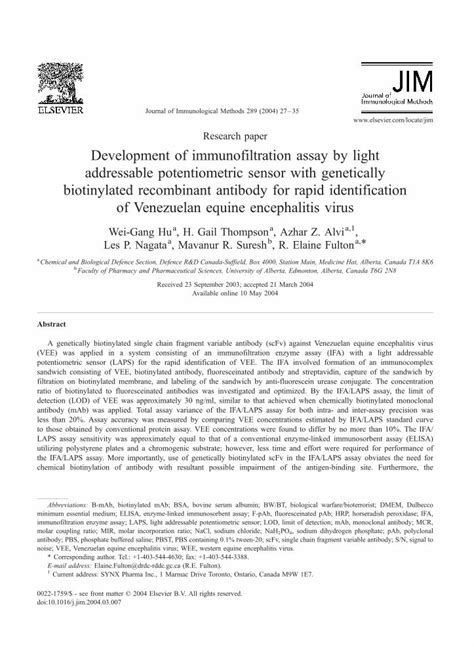Pdf Development Of Immunofiltration Assay By Light Addressable Potentiometric Sensor With