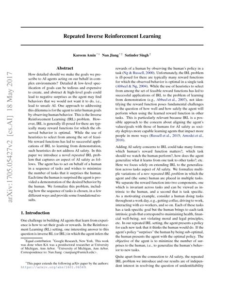 Repeated Inverse Reinforcement Learning Deepai