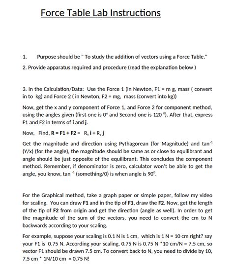 solved force table lab instructions 1 purpose should be