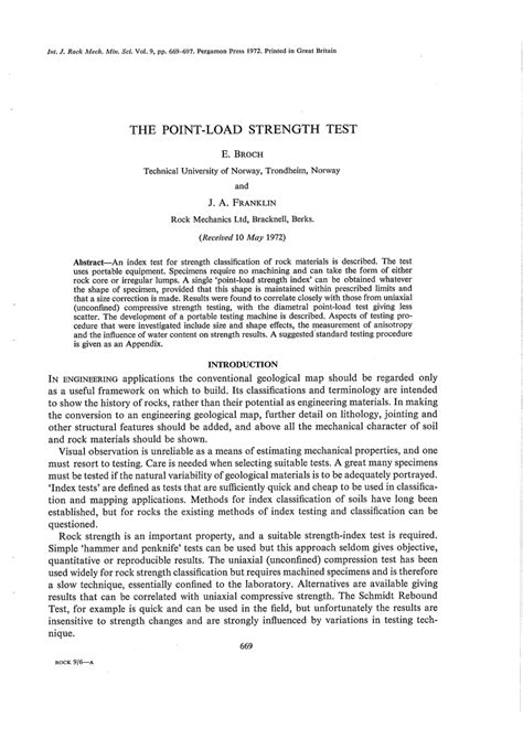 PDF The Point Load Strength Test