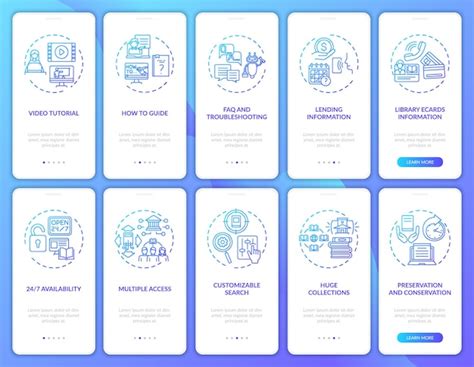 premium vector online library onboarding mobile app page screen