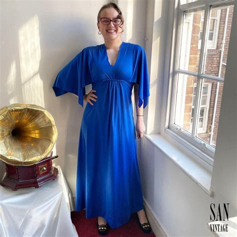 Vintage Royal Blue Empire Gown Etsy