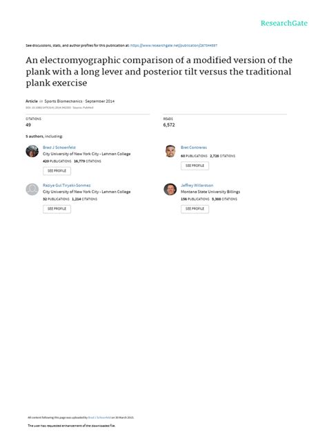 Bj Schoenfeld An Emg Comparison Of A Modified Version Of The Plank