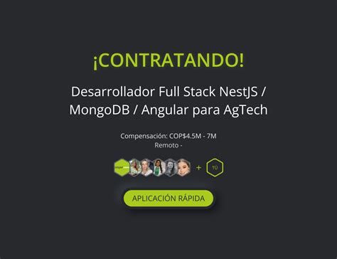 Desarrollador Full Stack Nestjs Mongodb Angular Para Agtech En