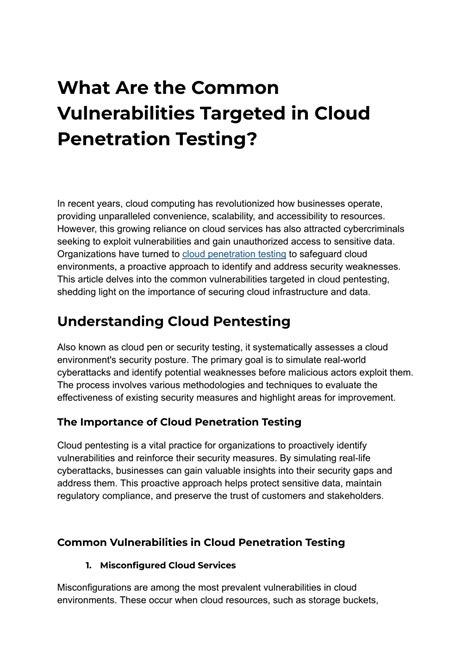 Ppt What Are The Common Vulnerabilities Targeted In Cloud Penetration Testing Powerpoint