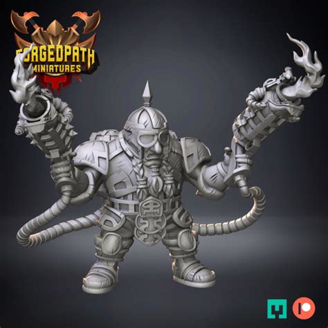 3d Printable Inferno Legion Dwarf Flamethrower Unit By Forged Path