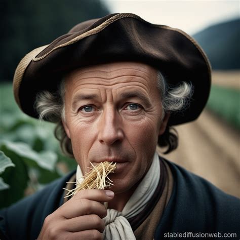 Leonhard Euler As A Bean Farmer With A Piece Of Straw In His Mouth In